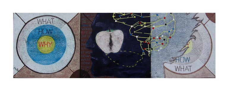 Arun Bain - What How Why, Pastel, Earth and Acrylic on canvas, Blue ...