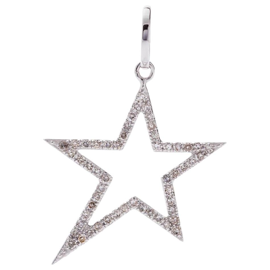 AS29 18 Karat White Gold Pave Diamond Open Star Pendant at 1stDibs