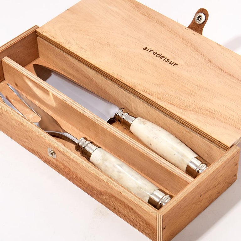 Asado Carving Set , Polished Horn and Alpaca Silver For Sale at 1stDibs