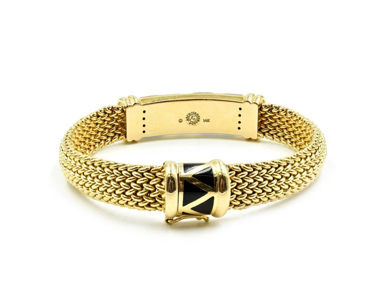 Asch Grossbardt Diamond Inlay Panel Bracelet 14 Karat Yellow Gold at ...