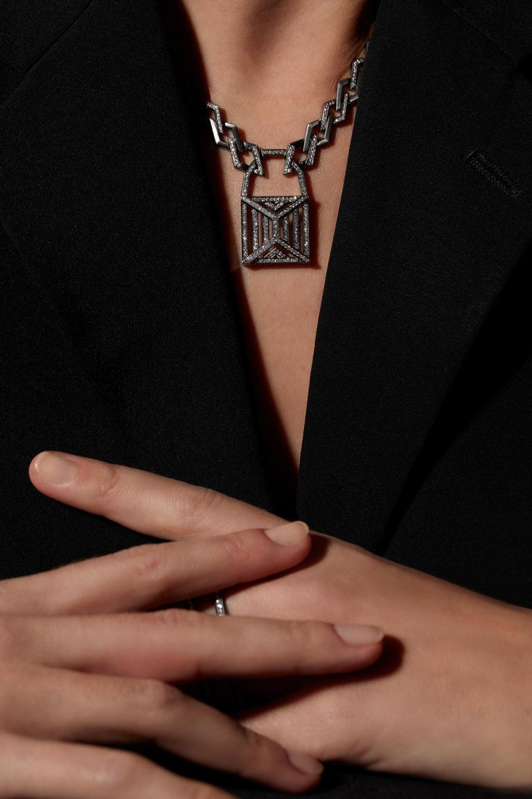 Big Lucid Dream Medium Rhodium-Plated 18k Gold Necklace 3.85 Ct Diomand ...