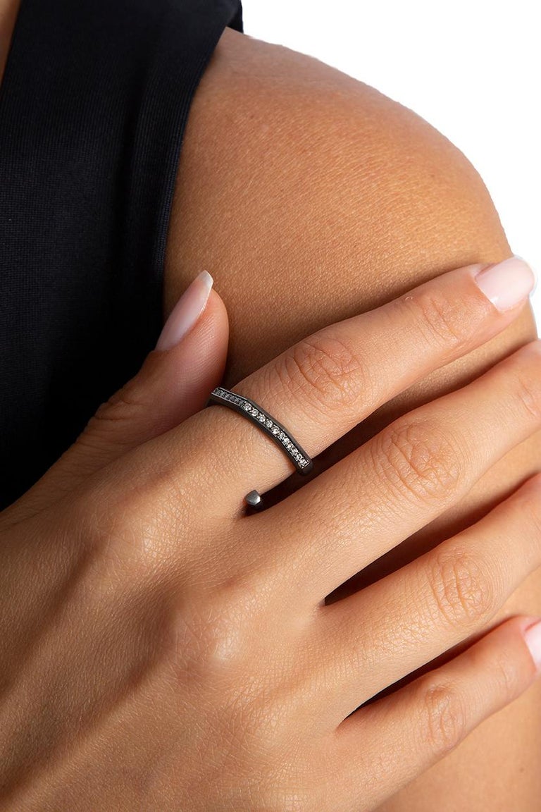 Customizable Hypnosis 18K Gold Black Rhodium Plated 0,13 Carat Diamond ...