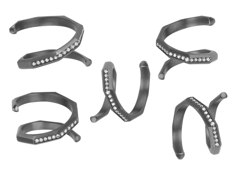 Customizable Hypnosis 18K Gold Black Rhodium Plated 0,13 Carat Diamond ...