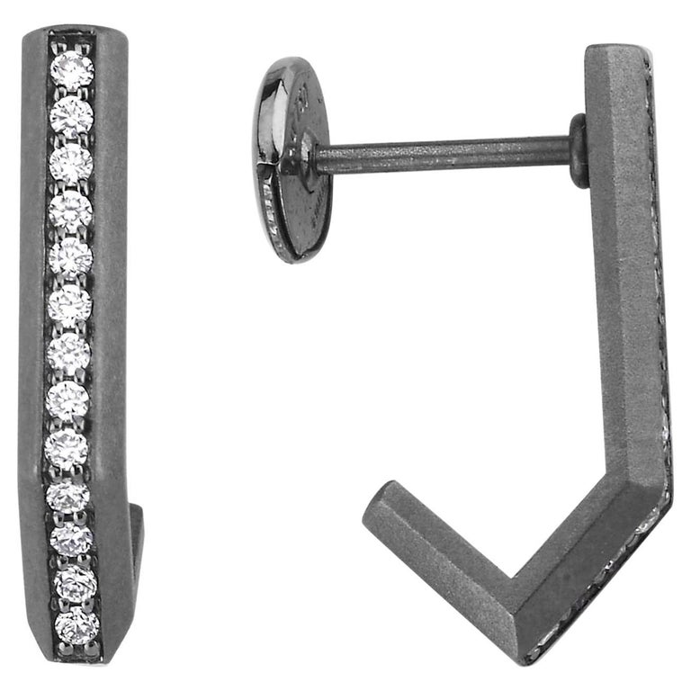 Luminescence 18K Gold Black Rhodium Plated 0, 22 Carat Diamond Earing ...