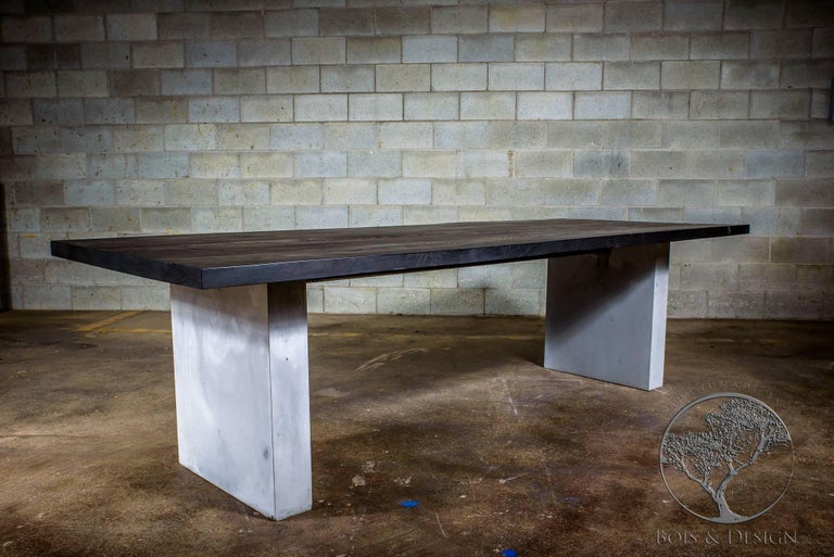Ash Dining Table Stained Black on Concrete Legs For Sale at 1stDibs ...