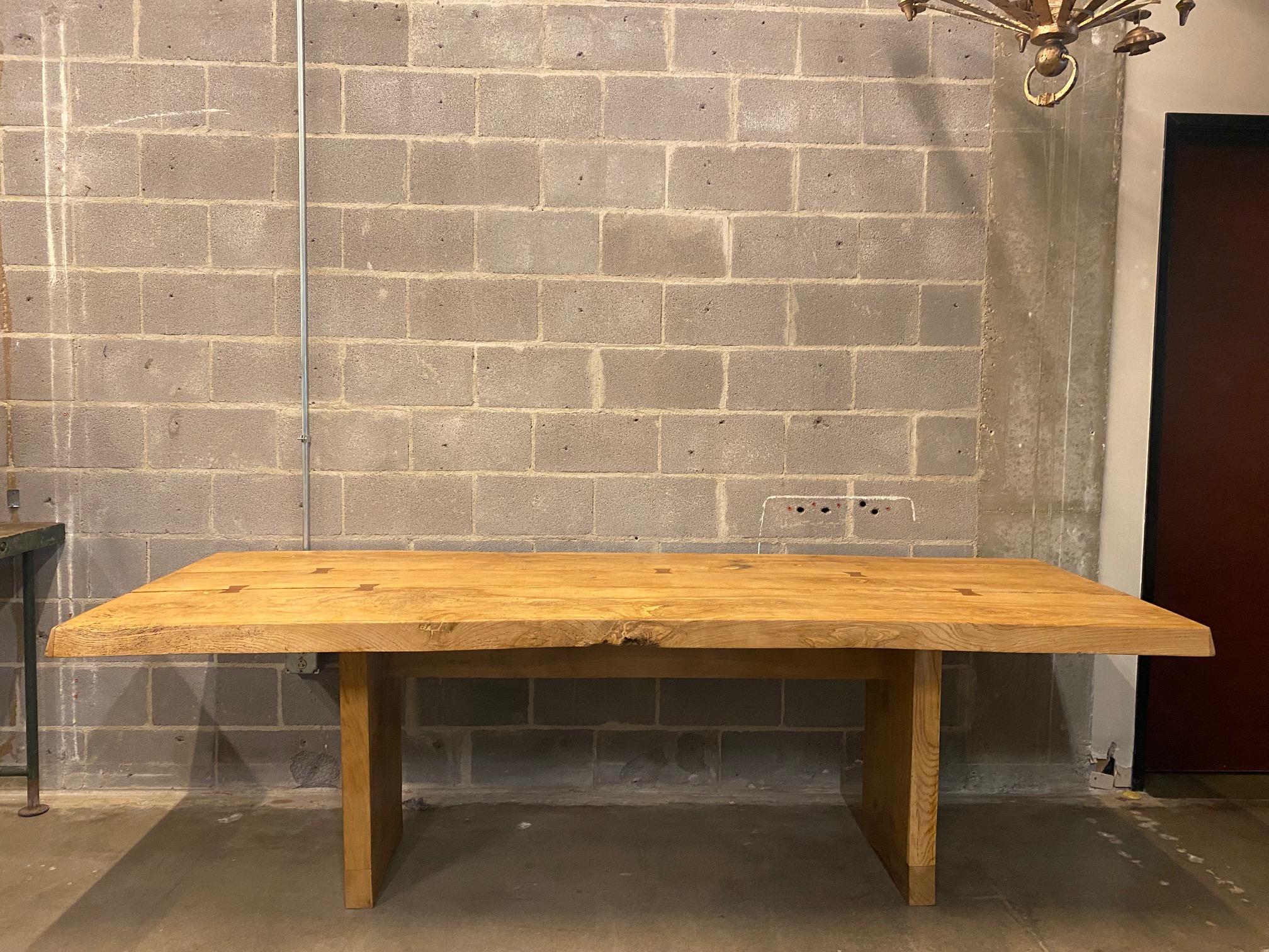 Ash Plank Top Craftsman Trestle Dining Table, France, 1970's For Sale ...