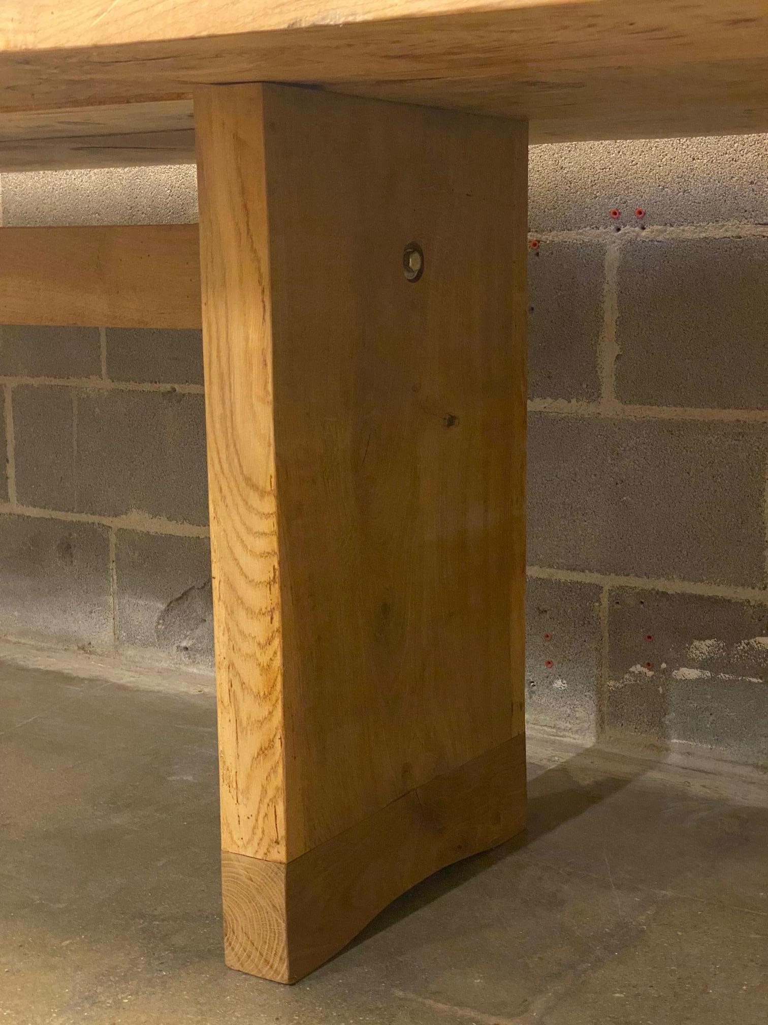 Ash Plank Top Craftsman Trestle Dining Table, France, 1970's For Sale ...