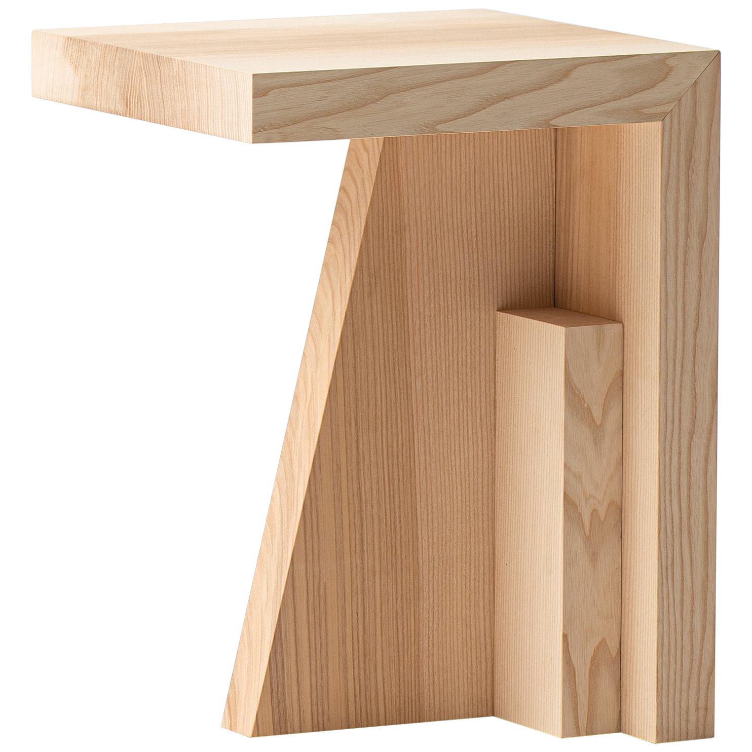 Tapered Bridle Leather and Ash Side Table For Sale at 1stDibs