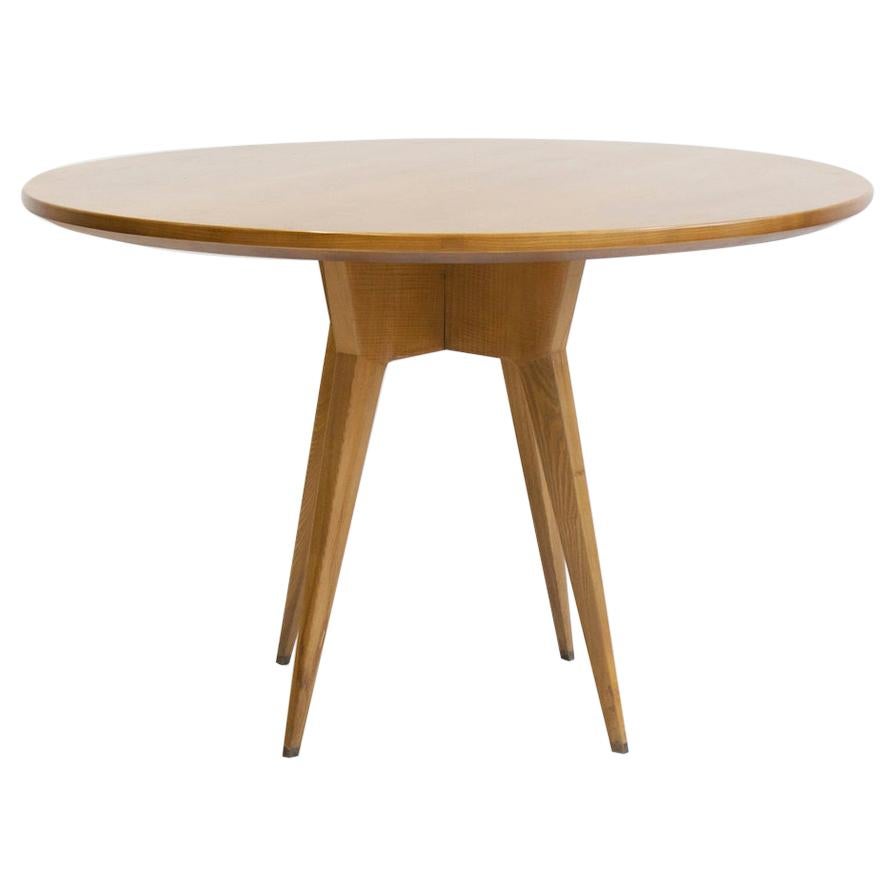 Broyhill Style Mid Century Round Laminate Dining Table For Sale at 1stDibs