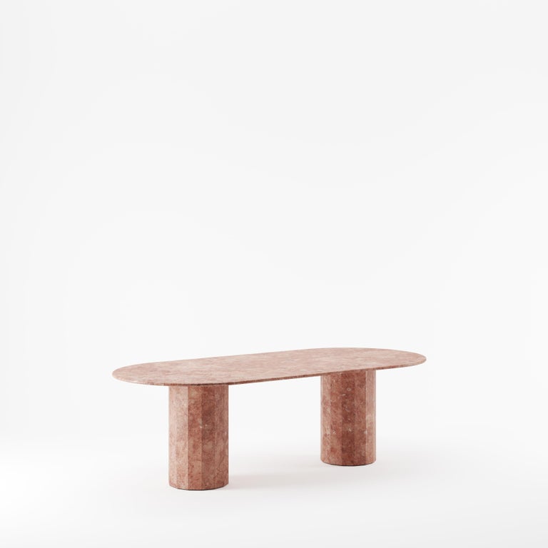 Ashby Oval Dining Table in Honed Red Travertine For Sale at 1stDibs
