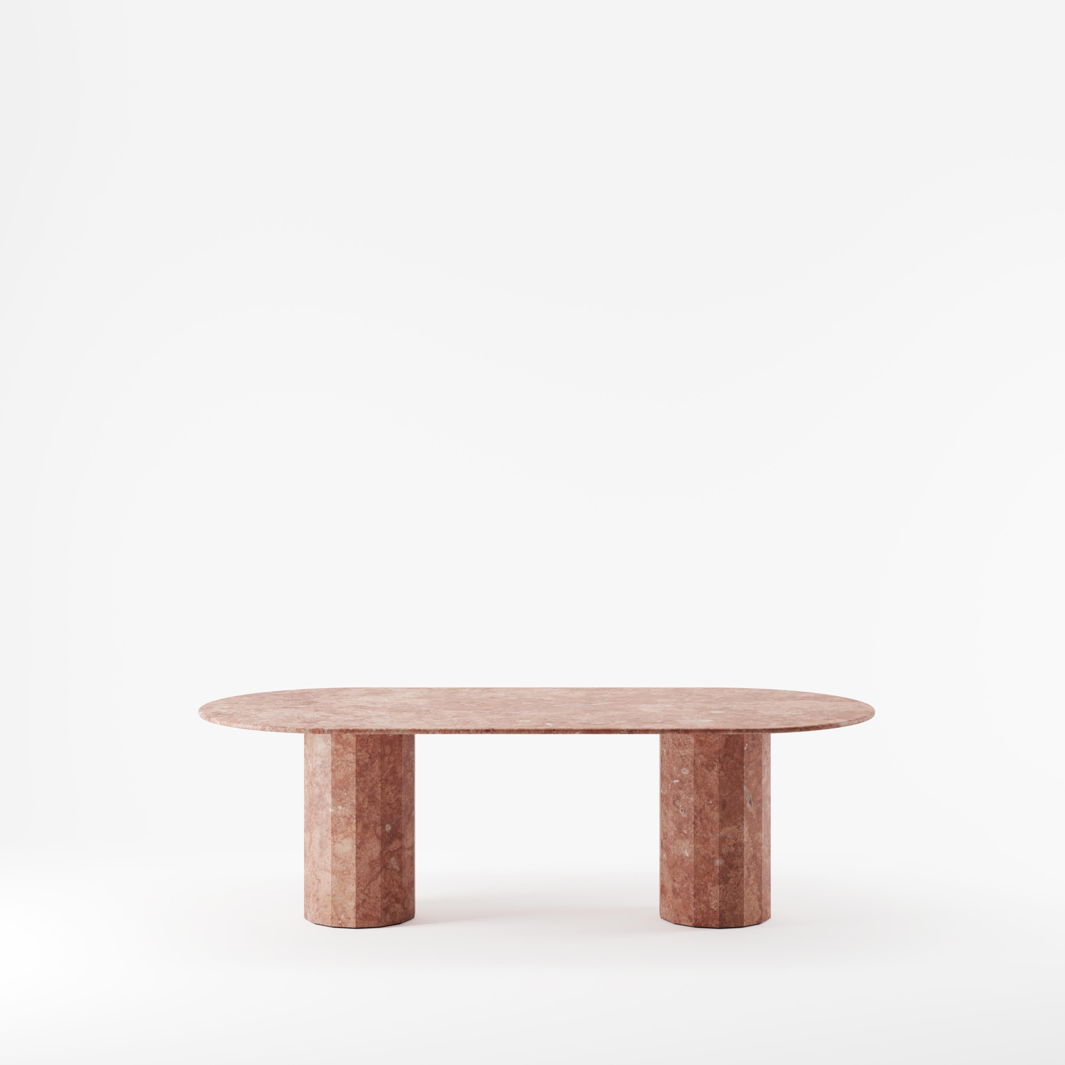 Ashby Oval Dining Table in Honed Red Travertine For Sale at 1stDibs