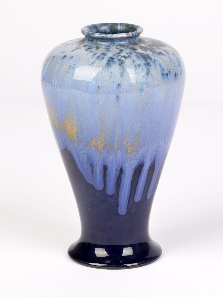 Ashby Potters Guild Art Nouveau Mottled Blue Glazed Vase For Sale at ...