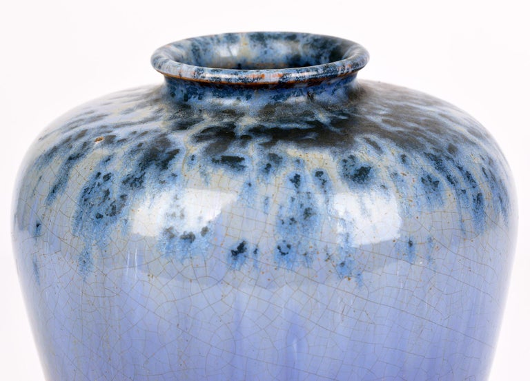 Ashby Potters Guild Art Nouveau Mottled Blue Glazed Vase For Sale at ...