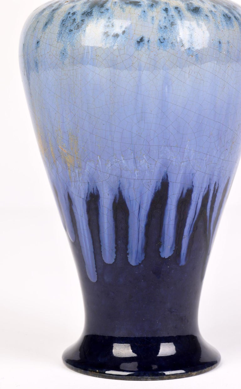 Ashby Potters Guild Art Nouveau Mottled Blue Glazed Vase For Sale at ...