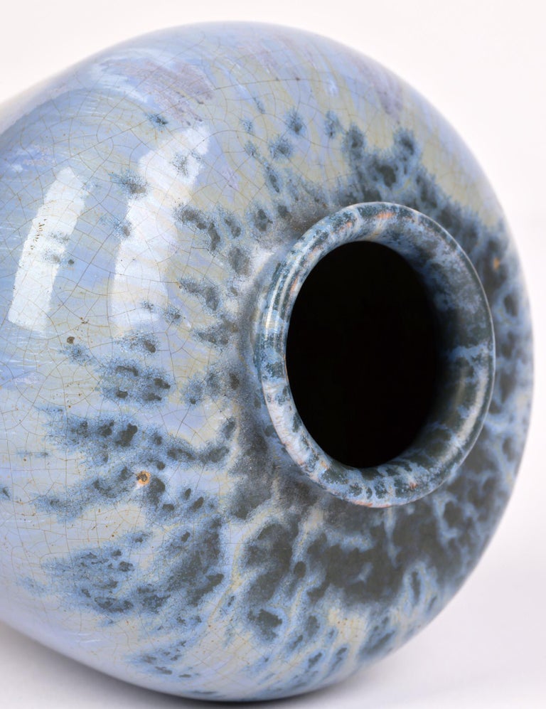 Ashby Potters Guild Art Nouveau Mottled Blue Glazed Vase For Sale at ...