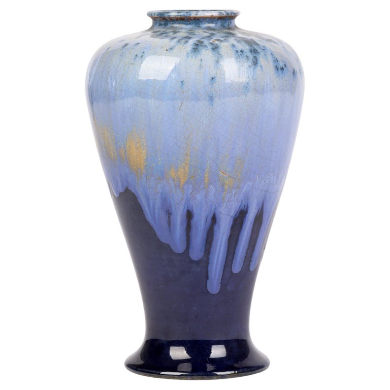 Ashby Potters Guild Art Nouveau Mottled Blue Glazed Vase For Sale at ...