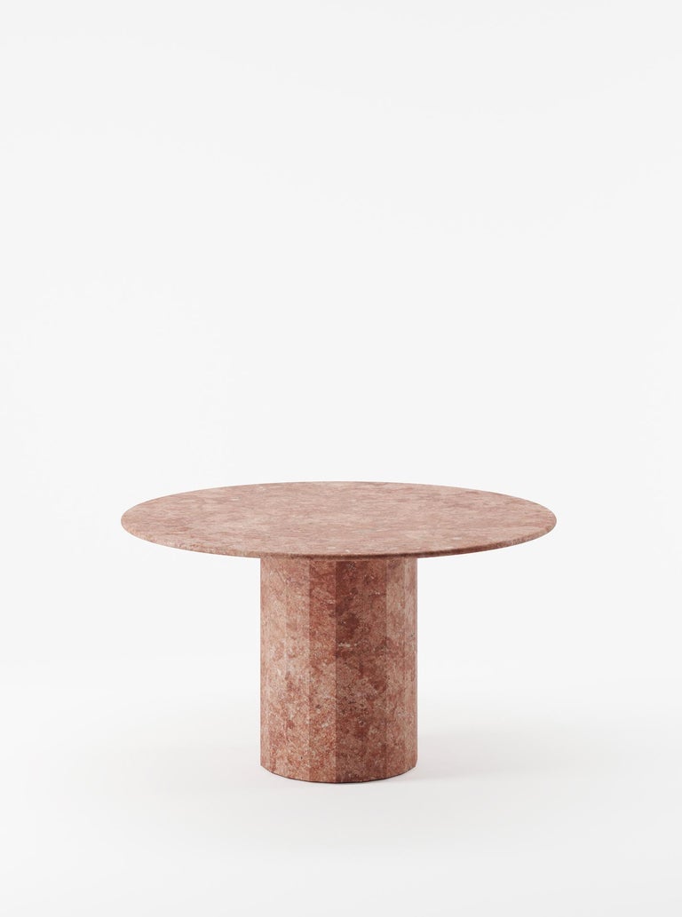 Ashby Round Dining/Hall Table Handcrafted in in Pink Travertine For ...