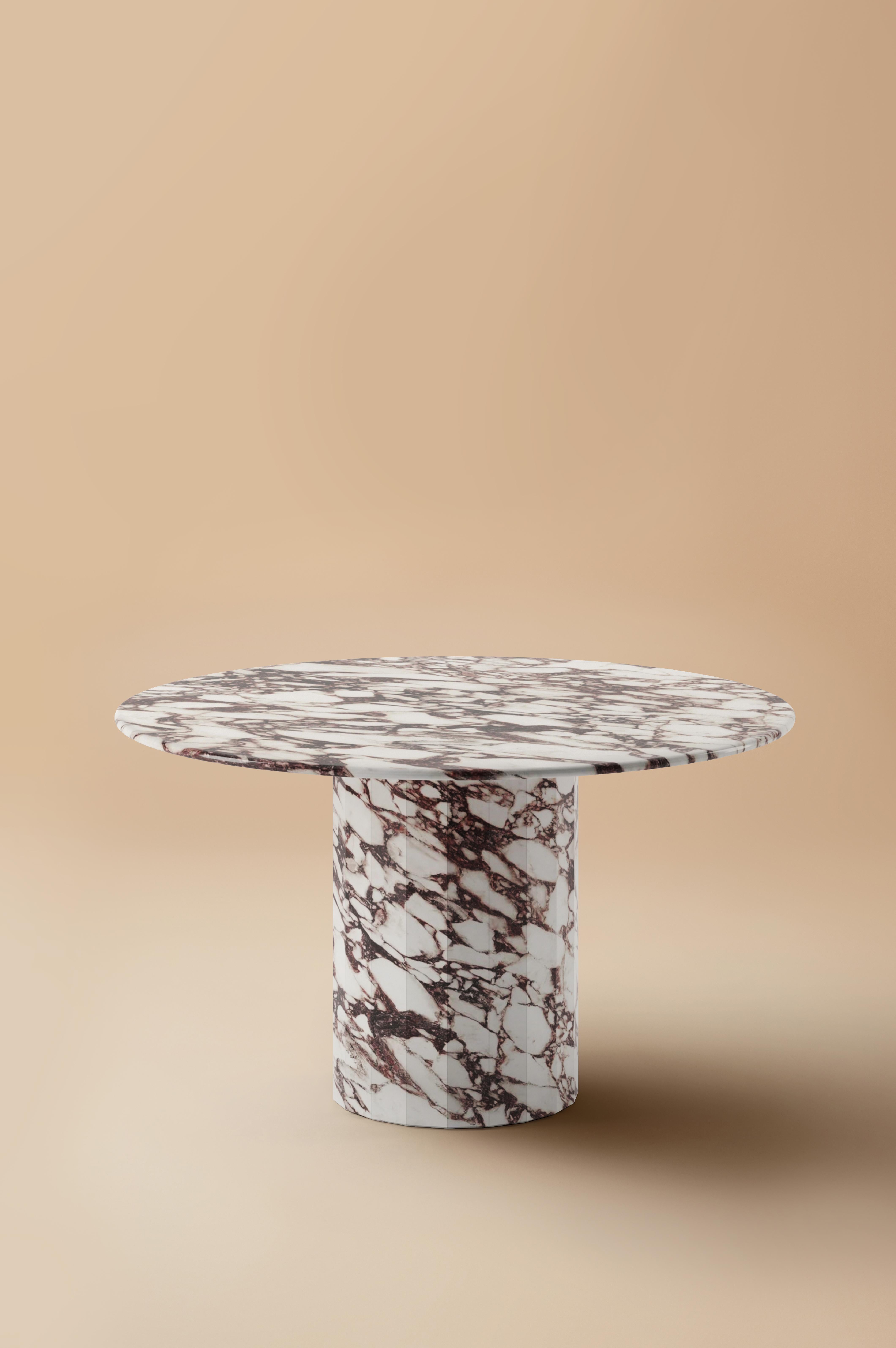 Ashby Round Dining/Hall Table Handcrafted in Polished Calacatta Viola ...