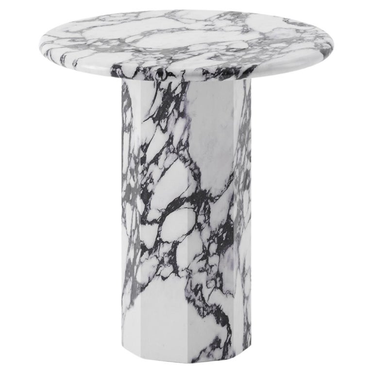 Ashby Round Side Table Handcrafted in Calacatta Viola Marble For Sale ...