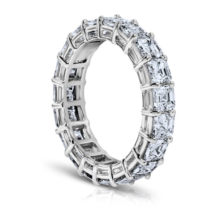 Asher Cut Platinum GIA Certified 5 Carat Diamond Ring Eternity Band For ...
