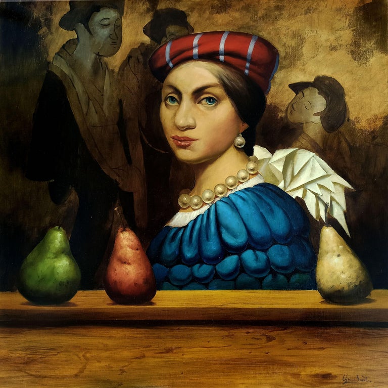 Ashot Yan - The Girl with Blue Eyes, Portrait Surrealism, Original oil ...