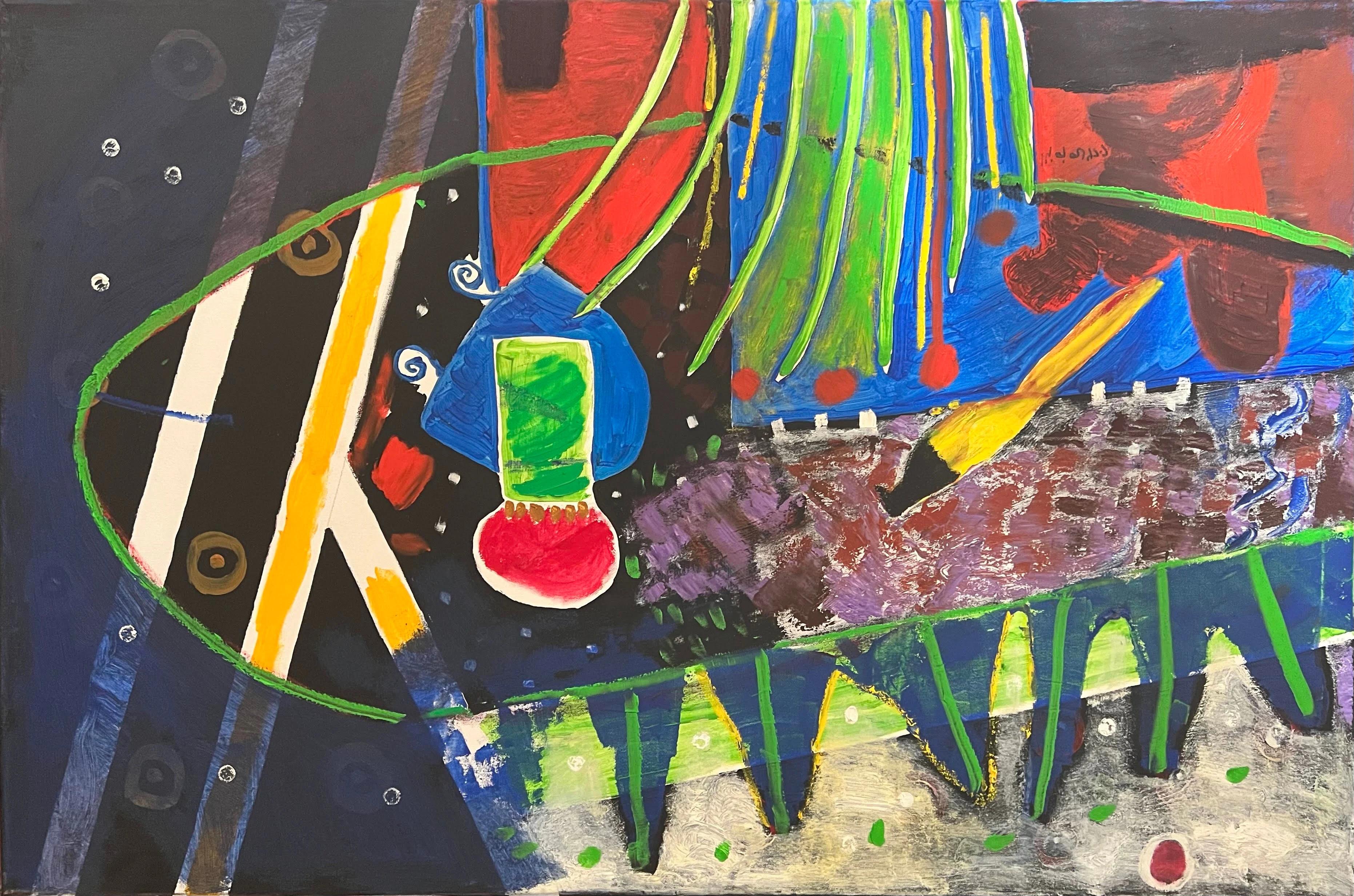 Ashraf Zamzami - "Orbit I" Abstract Oil Painting 32" x 47" inch by ...