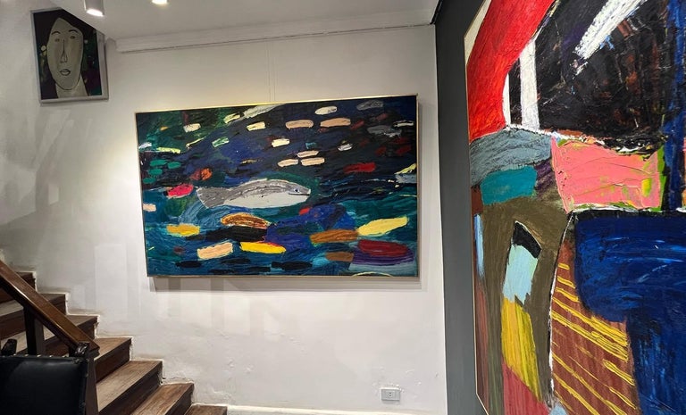 Ashraf Zamzami - "Shoal" Abstract Oil Painting 45" x 74" inch by Ashraf ...