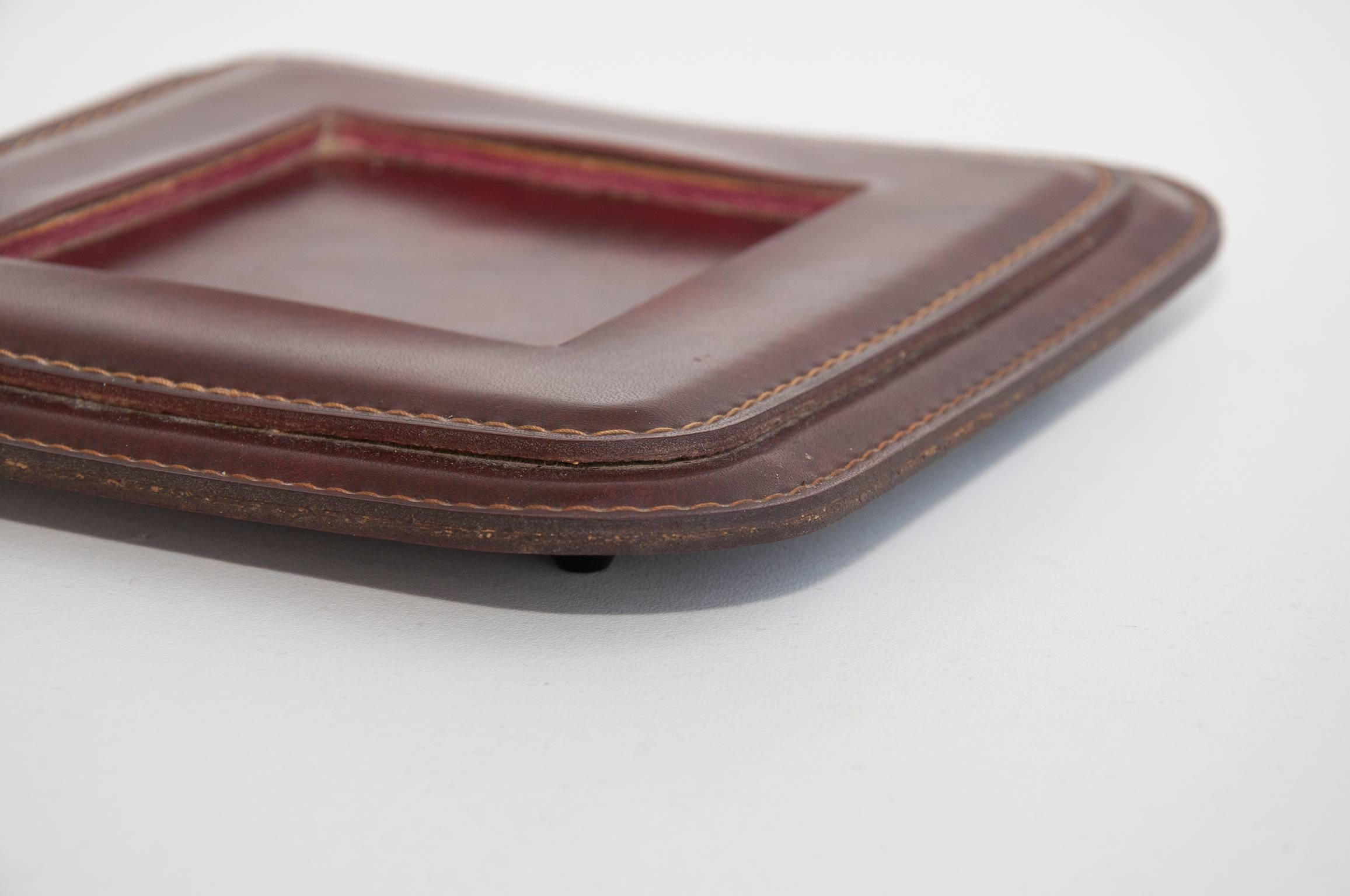 Ashtray in Leather and Crystal at 1stDibs
