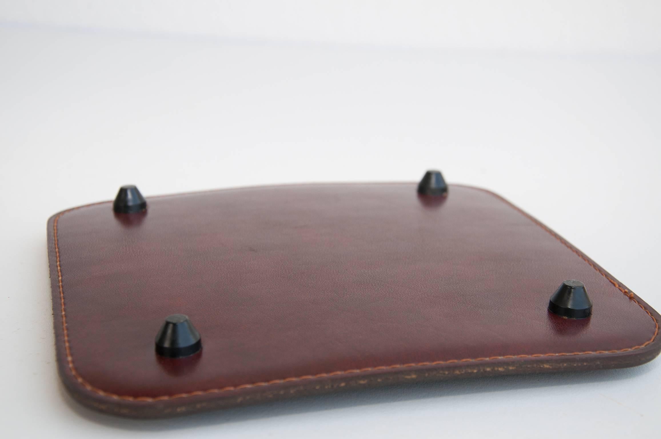 Ashtray in Leather and Crystal at 1stDibs
