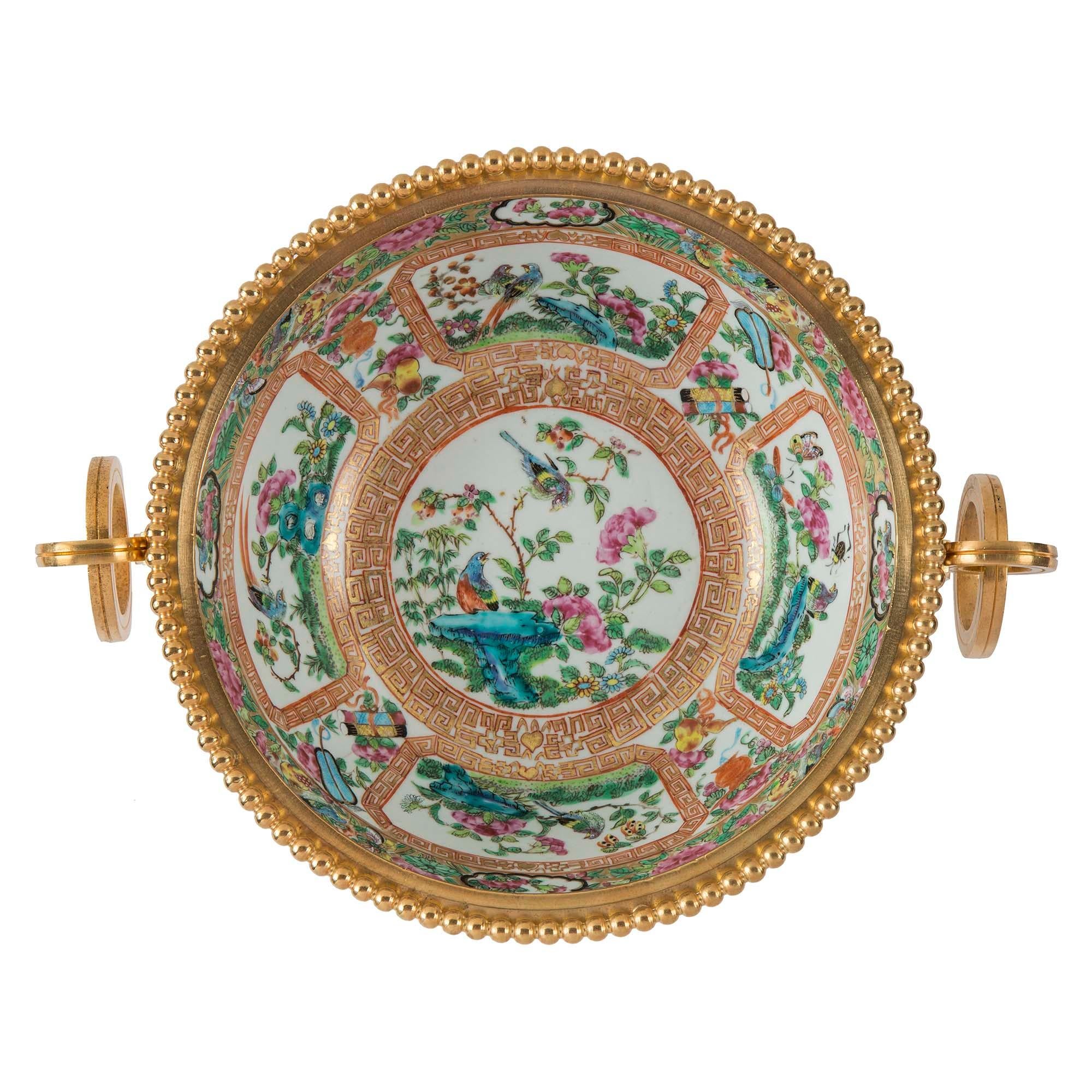 Asian 19th Century Famille Rose Bowl with French 19th Century Ormolu ...