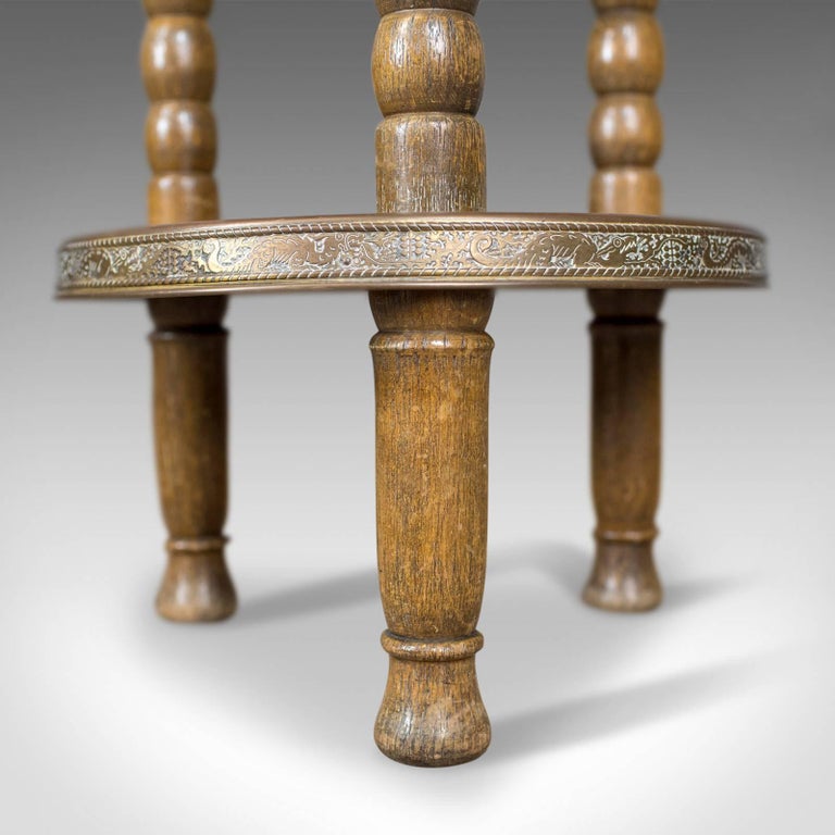 Asian Antique Side Table, Circular Brass Inlaid Tea, Benares, Berber ...