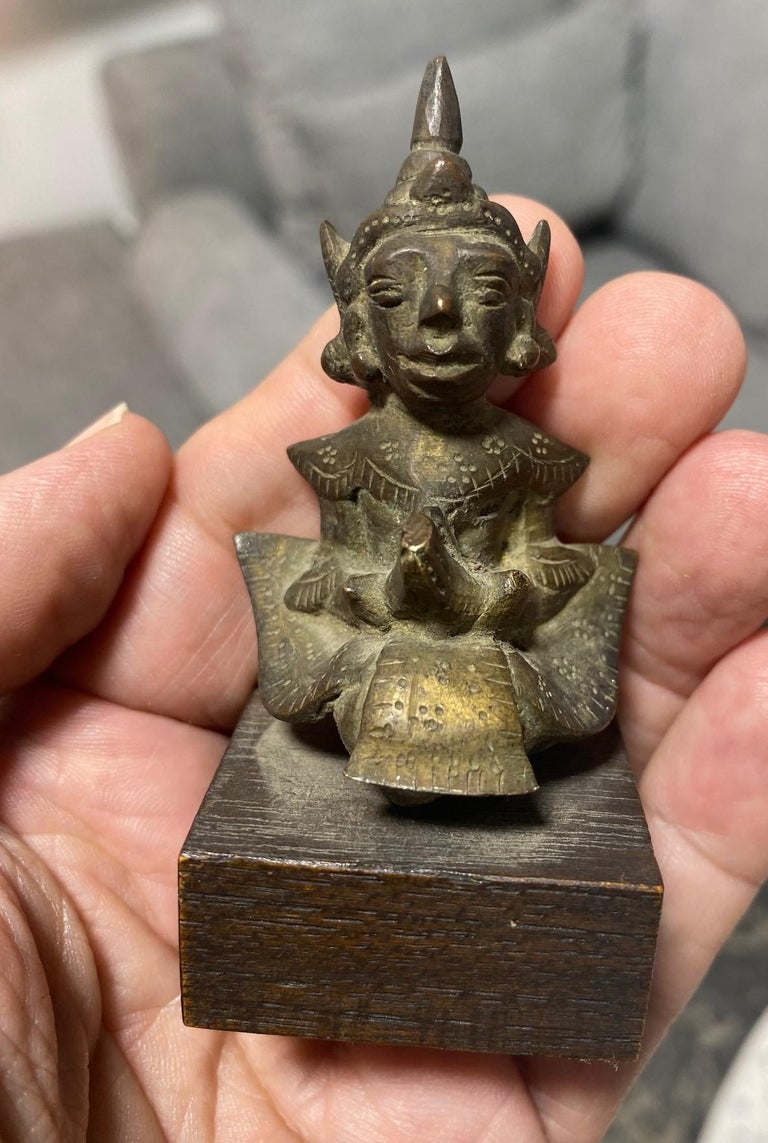 Asian Buddhist or Indian Hindu Small Temple Shrine Bronze Deity Figure ...