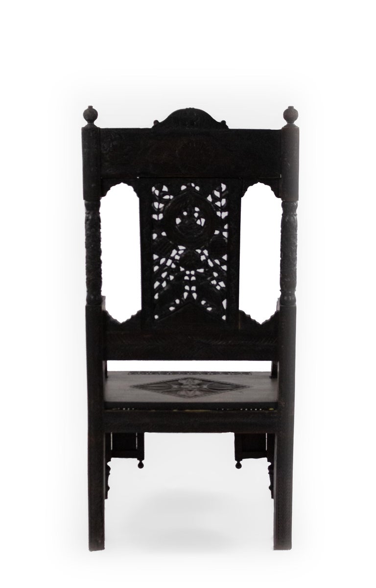 Asian Burmese Ebonized Arm Chair For Sale at 1stDibs