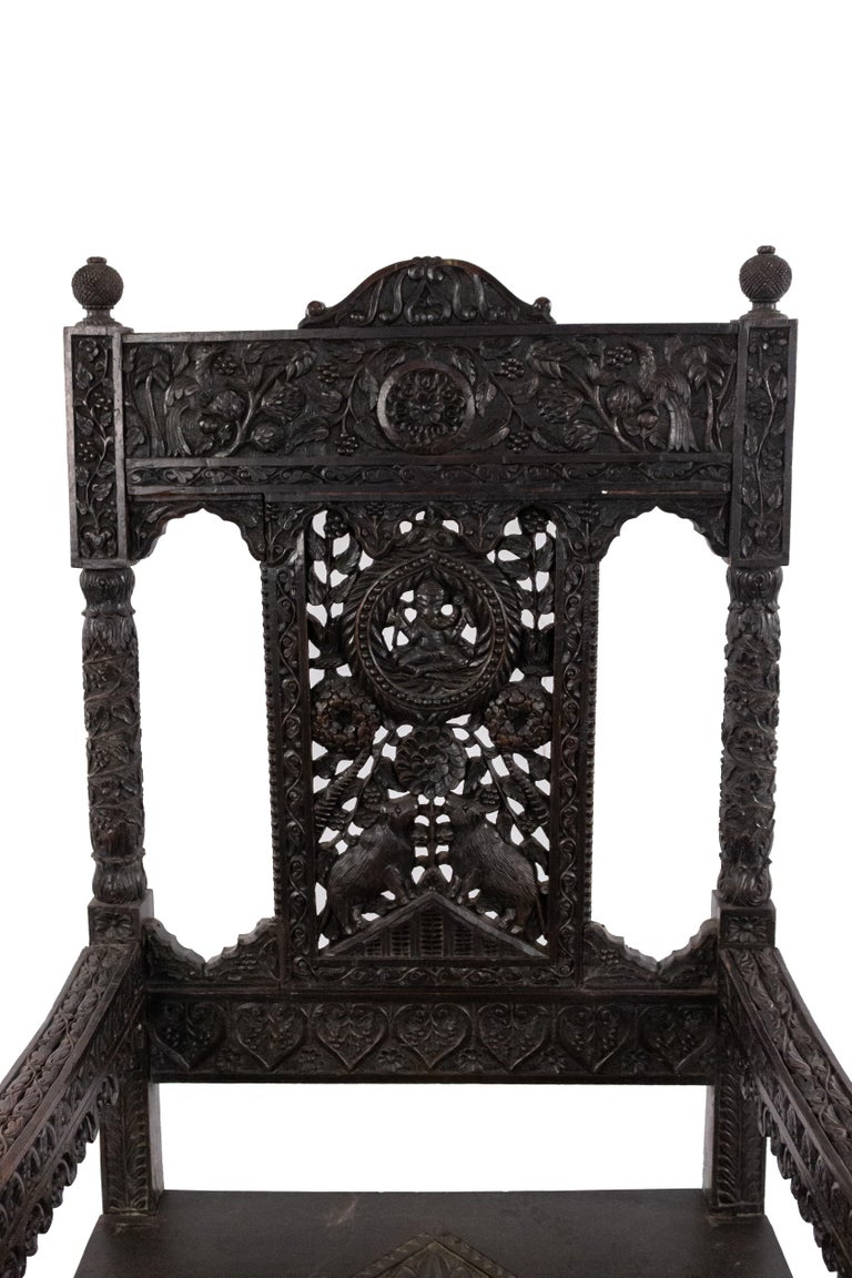 Asian Burmese Ebonized Arm Chair For Sale at 1stDibs