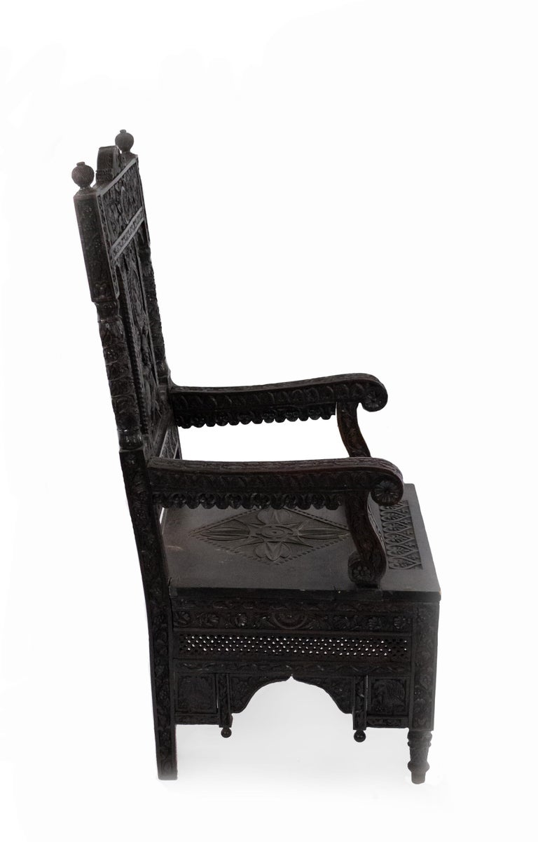Asian Burmese Ebonized Arm Chair For Sale at 1stDibs