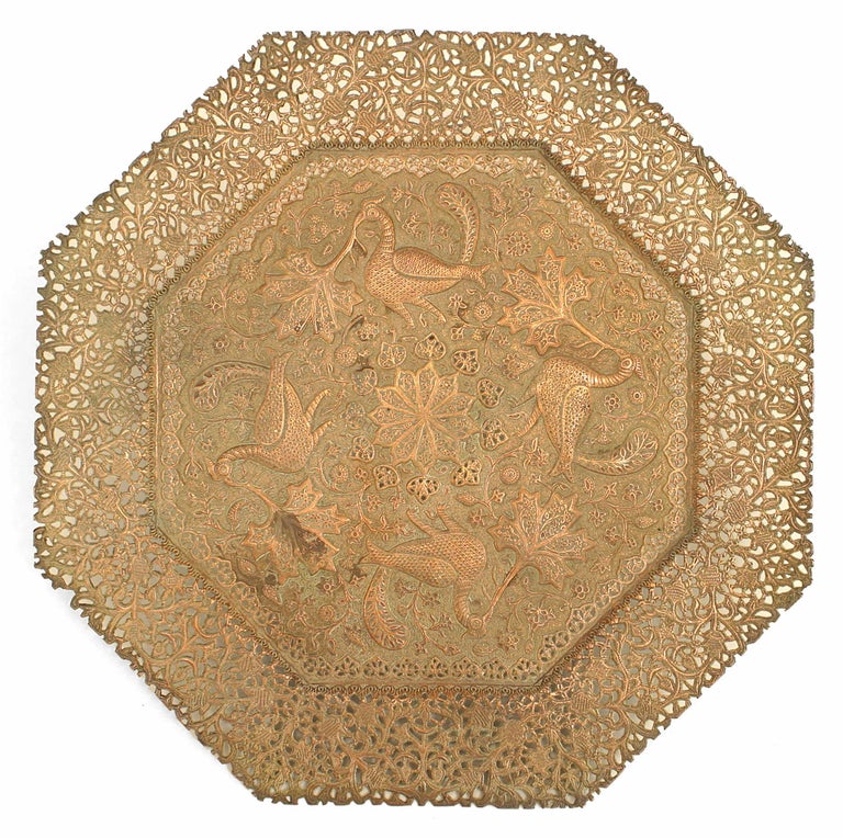 Asian Burmese Walnut Carved Filigree Table For Sale at 1stDibs