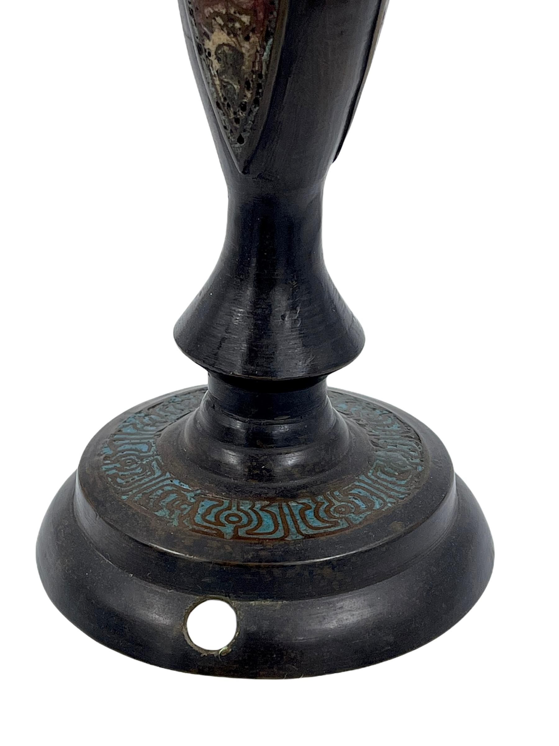 Asian Champleve Candlestick For Sale at 1stDibs
