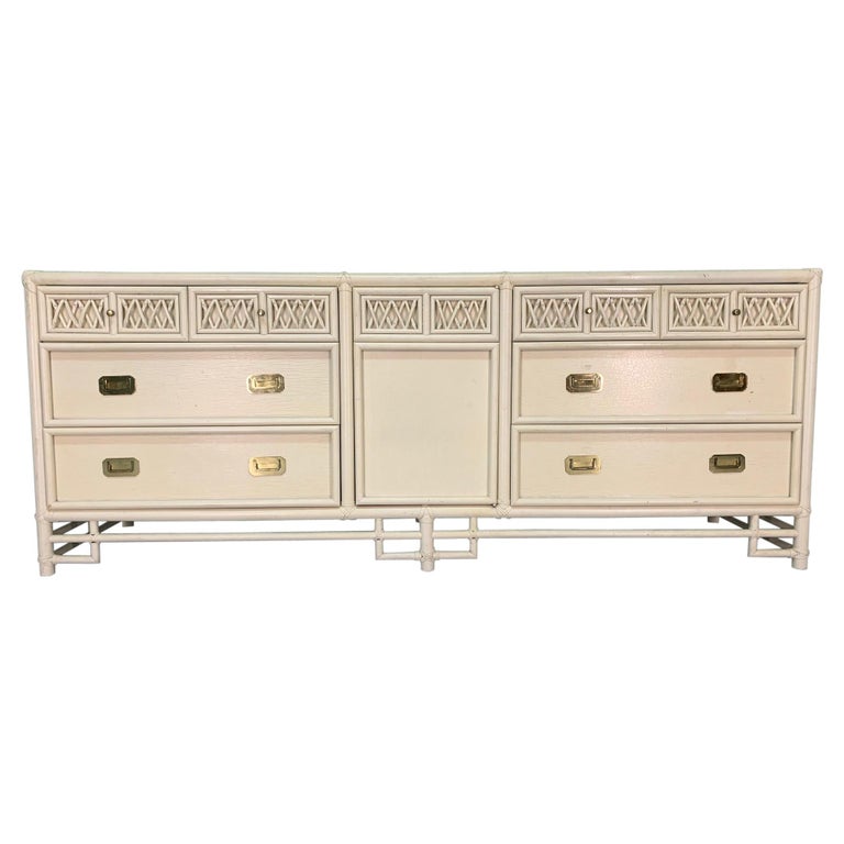Asian Chinoiserie Style Bamboo Chest Of Drawers For Sale at 1stDibs