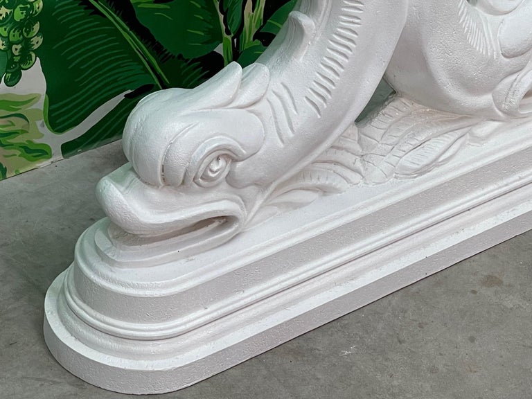 Asian Dolphin Fish Sculptural Console Table For Sale at 1stDibs