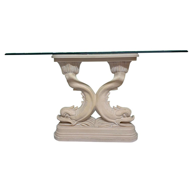 Asian Dolphin Fish Sculptural Console Table For Sale at 1stDibs