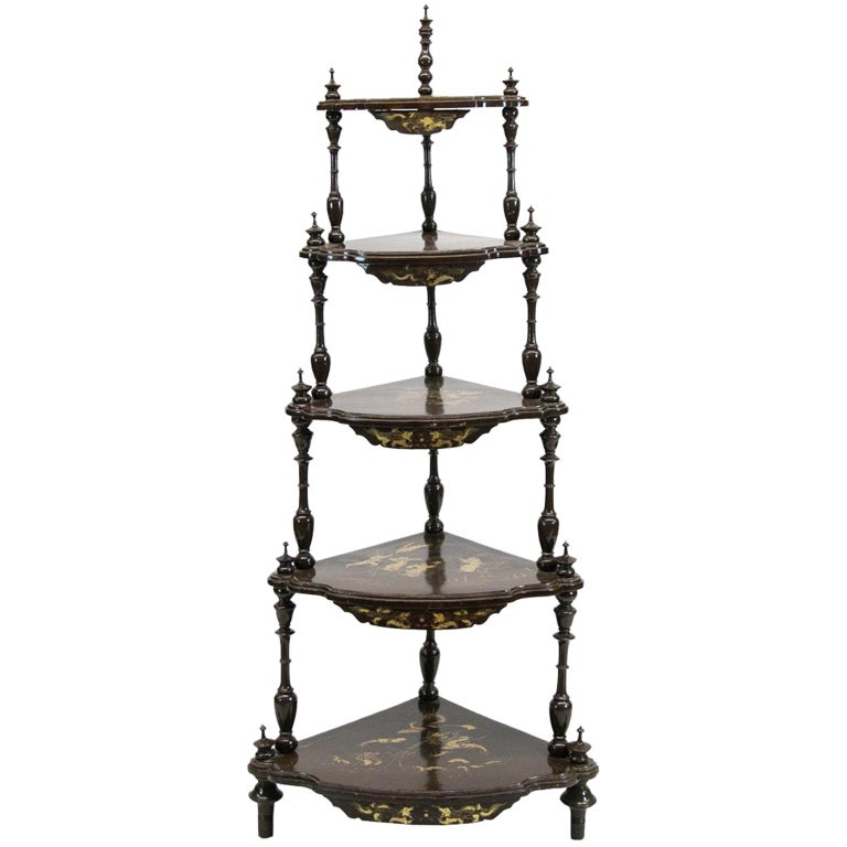 Asian Five-Tiered Corner Shelf For Sale at 1stDibs | corner tiered ...