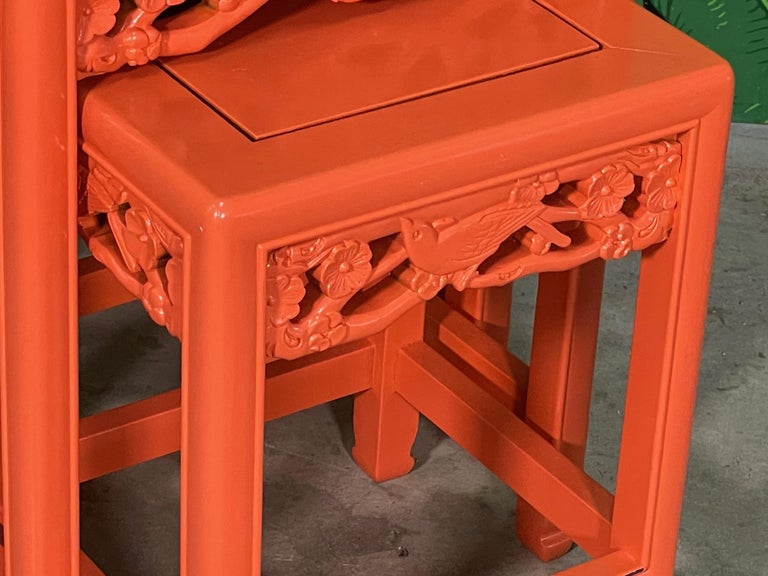 Asian Hand Carved Nesting or Stacking Tables For Sale at 1stDibs
