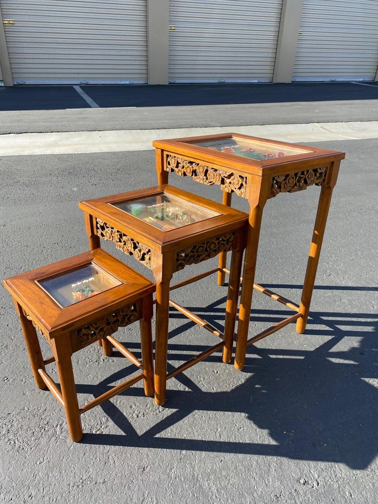 Asian Hardstone Nesting Tables, Set of 3 For Sale at 1stDibs