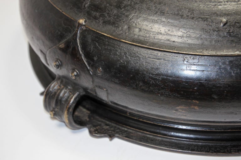Large Asian Indian Cast Bronze Urli Temple Bowl with Handles at 1stDibs