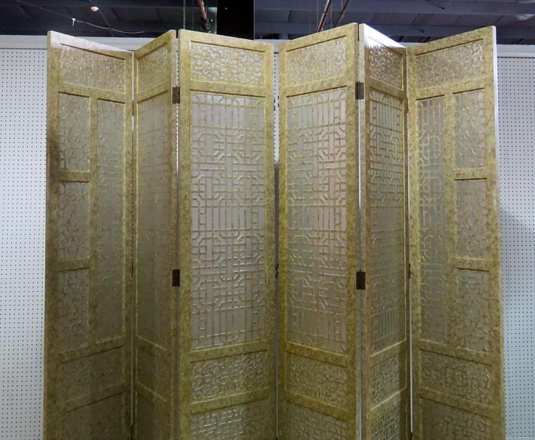 Paint Decorated 6 Panel Chinese Dressing Screen Room Divider Manner ...