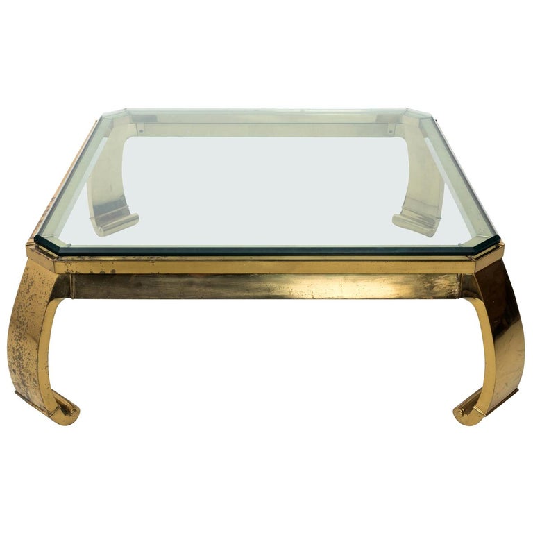 Asian Inspired Brass Coffee Table by Karl Springer at 1stDibs