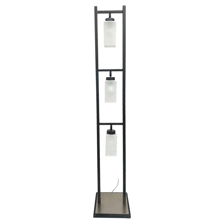 Asian Inspired Modernist Floor Lamp with Chrome Base For Sale at 1stDibs