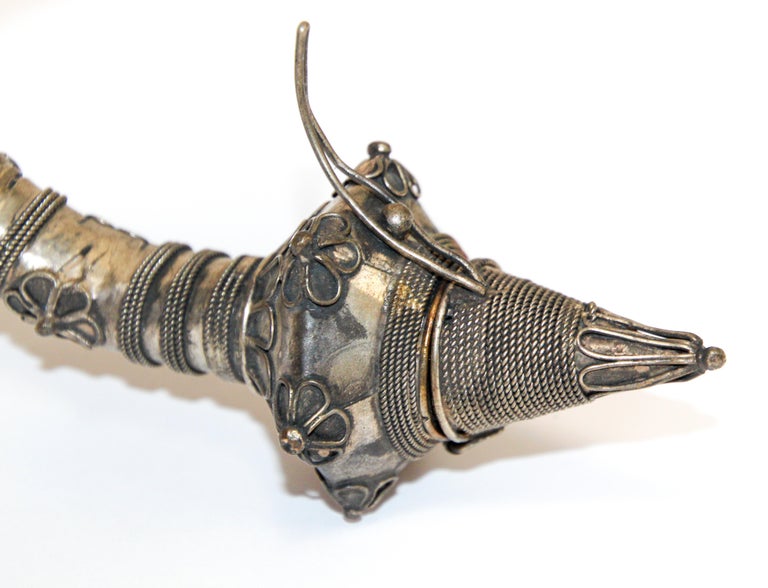 Asian Metal Filigree Opium Pipe For Sale at 1stDibs