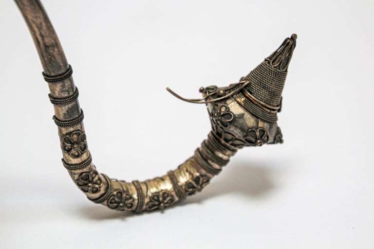 Asian Metal Filigree Opium Pipe For Sale at 1stDibs