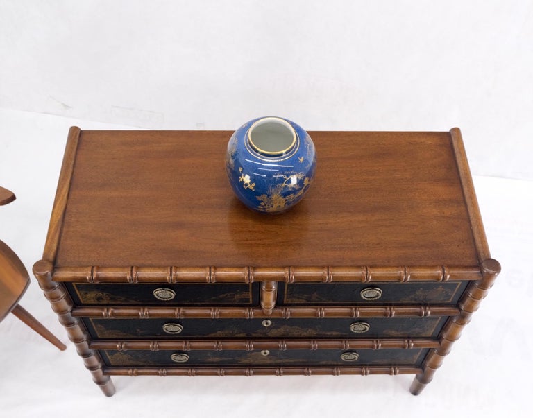 Asian Motive Scene Drawer Decorated Faux Bamboo 4 Drawers Dresser ...